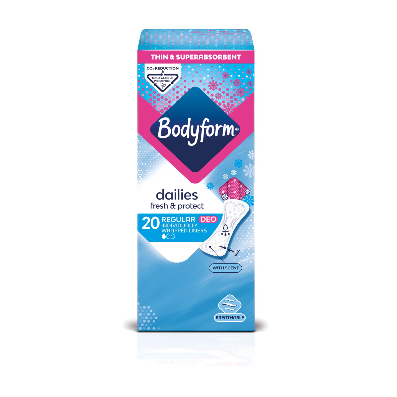Bodyform Dailies Fresh & Protect Normal Deo Liners | Bodyform
