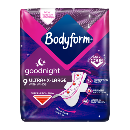 Bodyform Goodnight Extra Large Ultra Towels with Wings, New Max Cour-V ...